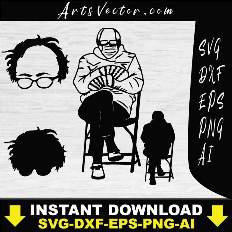 Bernie sanders instant download PNG EPS DXF AI Silhouette.