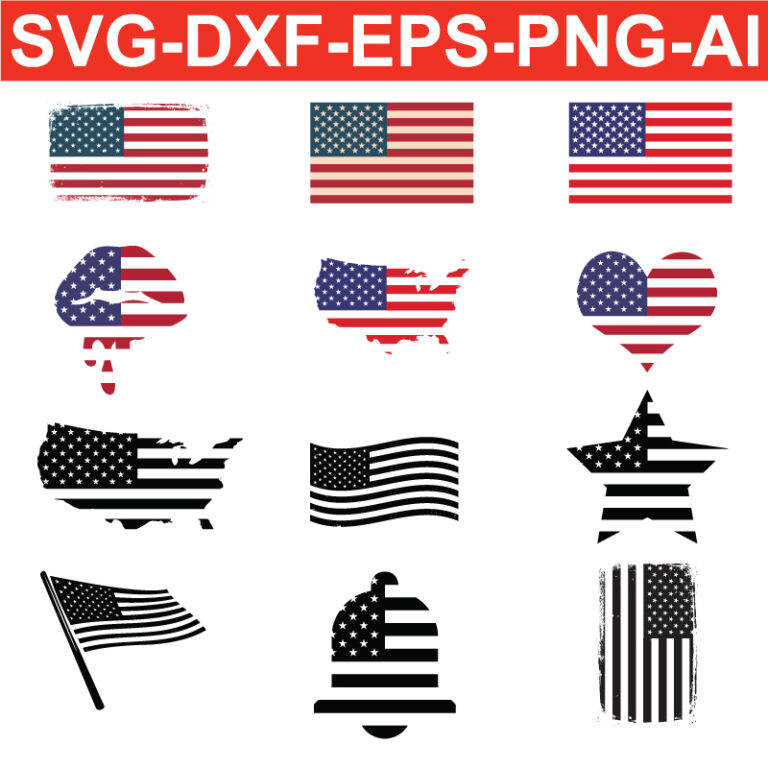 American Flag SVG PNG EPS DXF AI Silhouette - Arts Vector