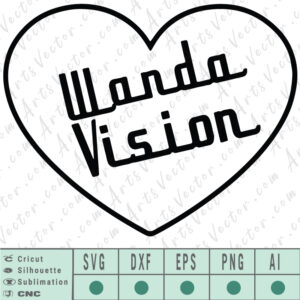 WandaVision Heart SVG EPS DXF PNG AI Vector instant download