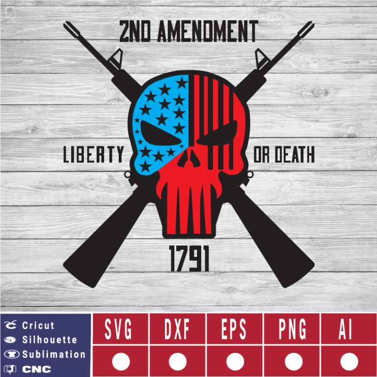 2nd amendment SVG skull SVG EPS DXF PNG AI Instant Download - Arts Vector