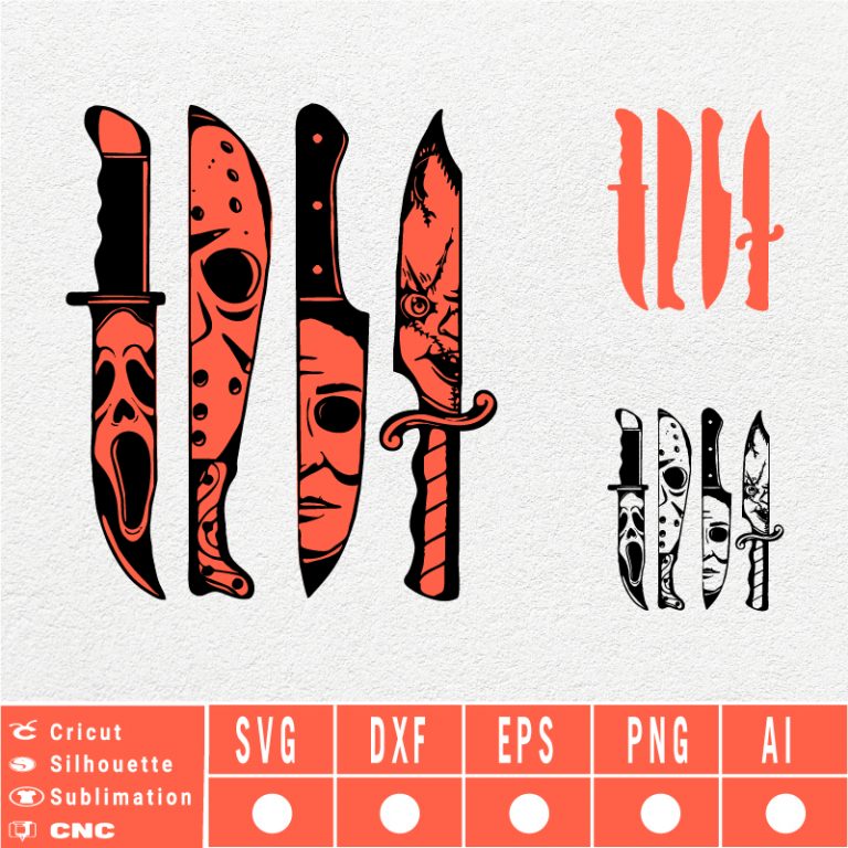 Horror movie characters in knives SVG EPS DXF PNG AI Instant Download