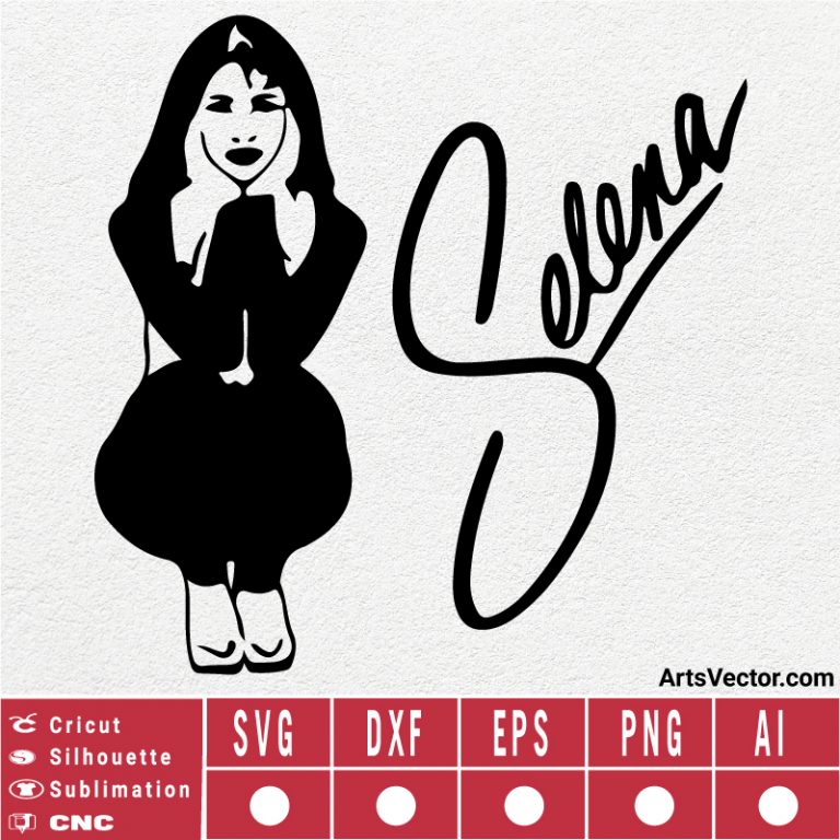 Selena quintanilla silhouette signature svg eps dxf png ai instant download