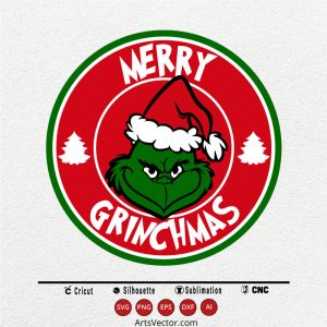Merry Grinchmas Grinch Face Circle SVG PNG EPS DXF AI - Arts Vector