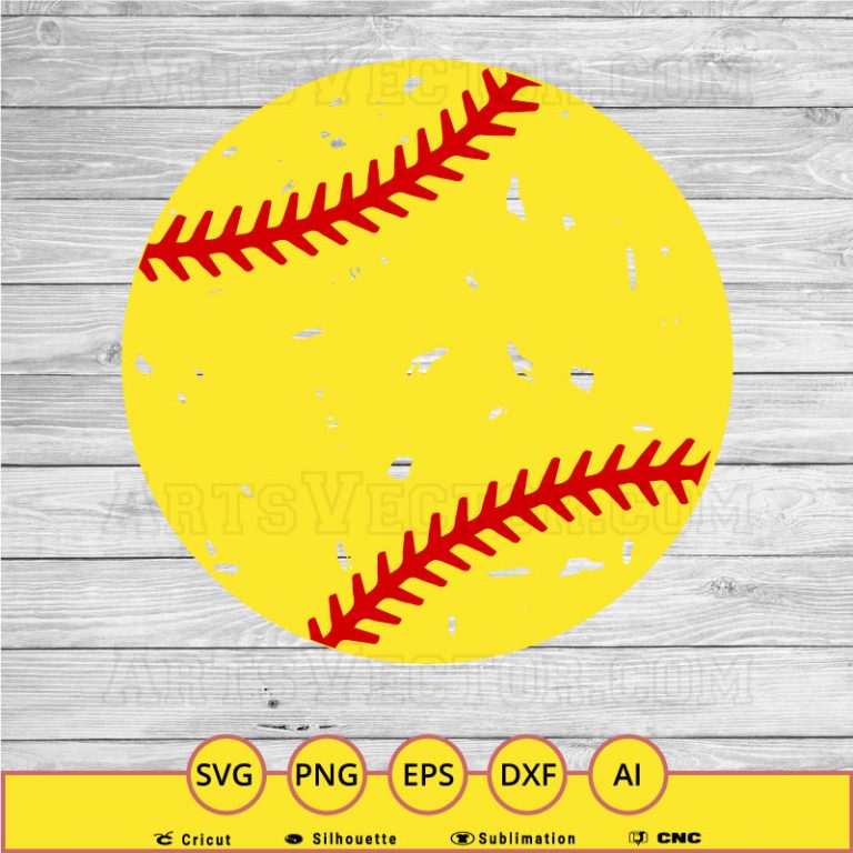 Softball ball grunge SVG PNG EPS DXF AI - Arts Vector