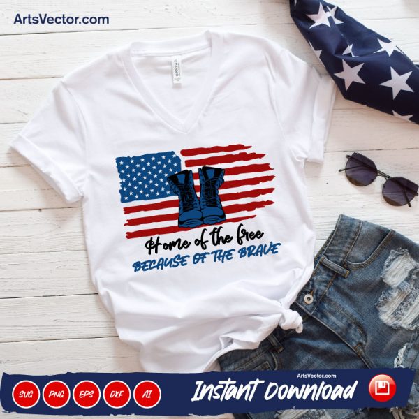 Land of the free because of the brave US flag SVG PNG EPS DXF AI - Arts ...