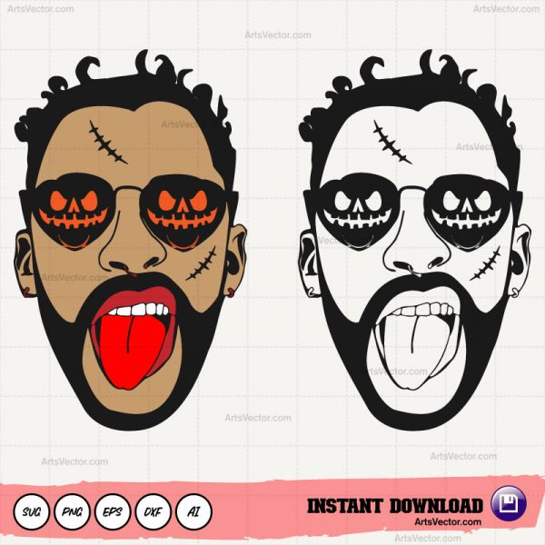 Halloween Bad Bunny Face SVG PNG EPS DXF AI - Arts Vector
