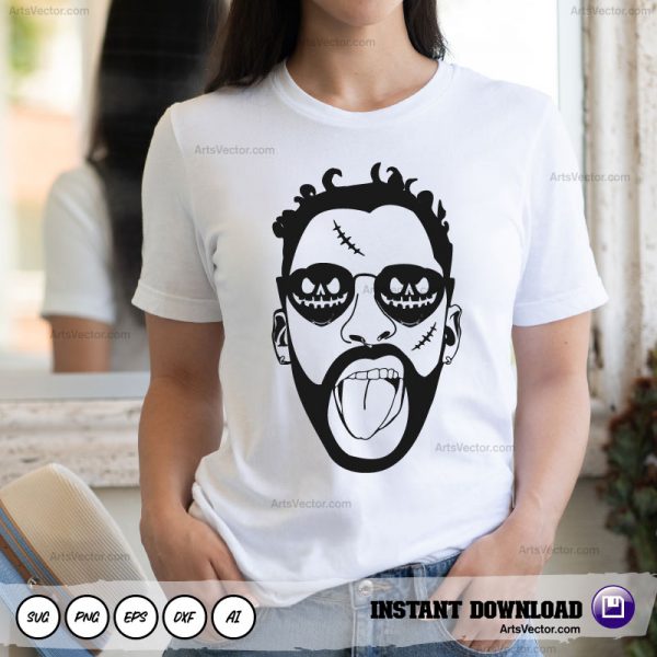 Halloween Bad Bunny Face SVG PNG EPS DXF AI - Arts Vector