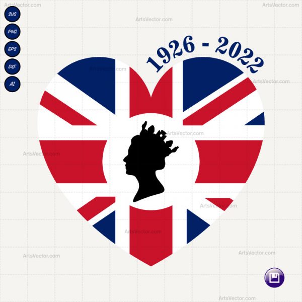 UK Heart Flag Queen Elizabeth SVG PNG EPS DXF AI - Arts Vector