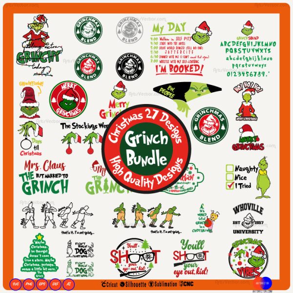 Grinch Grinchmas Christmas 27 SVG PNG EPS DXF AI - Arts Vector