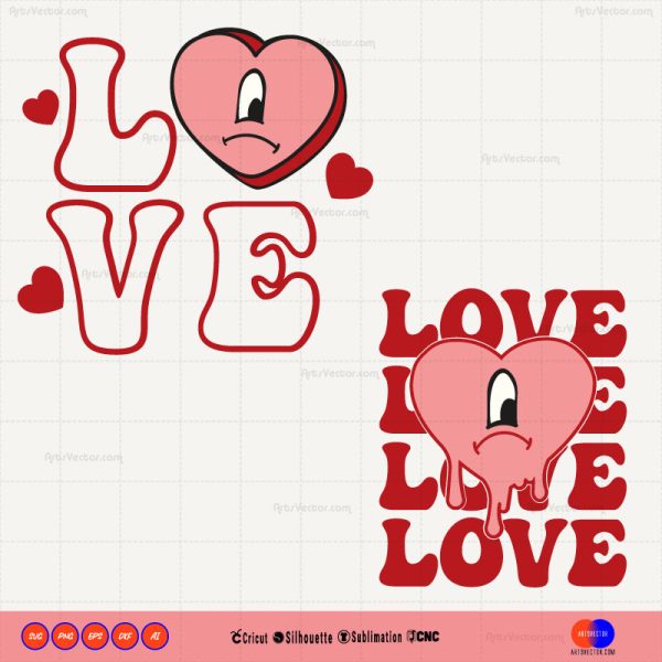 Bad bunny Valentine Love Heart SVG PNG EPS DXF AI - Arts Vector