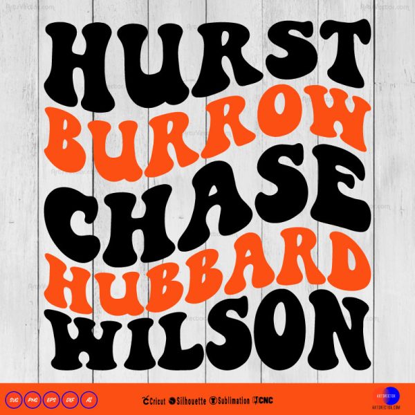 Bengals Players Hurst Burrow Chase Hubbard Wilson SVG PNG EPS DXF AI ...