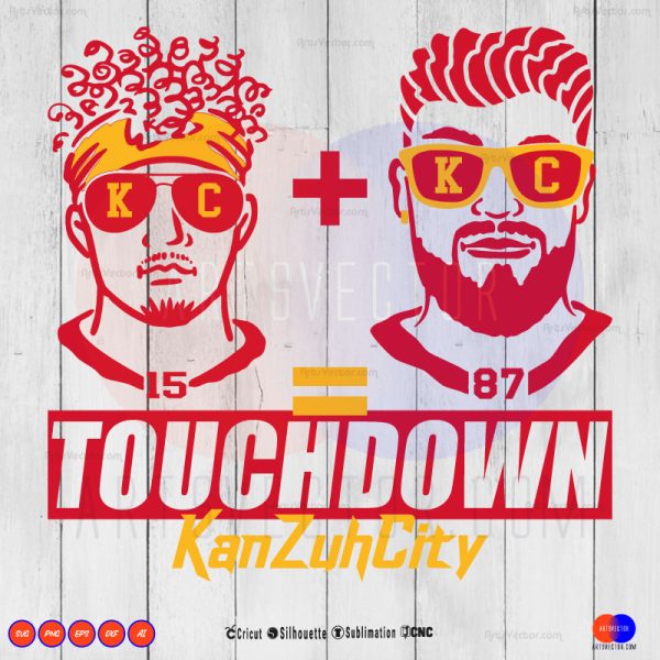 Mahomes Kelce Touchdown KanZuhCity SVG PNG EPS DXF AI - Arts Vector