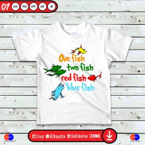 Dr Seuss one fish two fish SVG PNG EPS DXF AI - Arts Vector