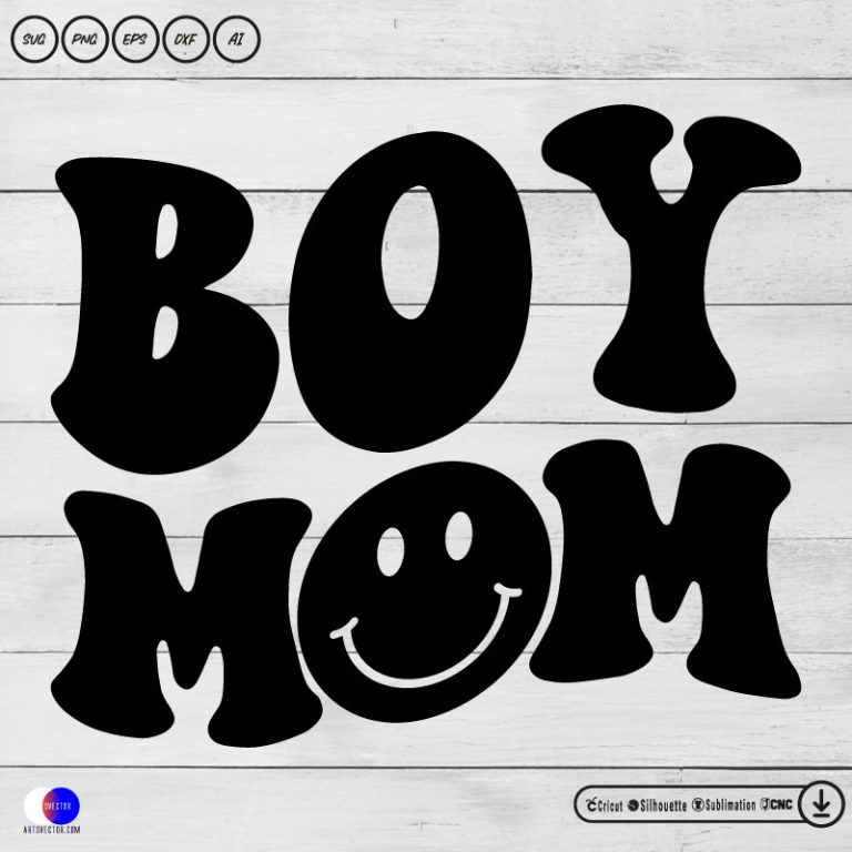 Boy Mom Retro mom SVG PNG EPS DXF AI - Arts Vector