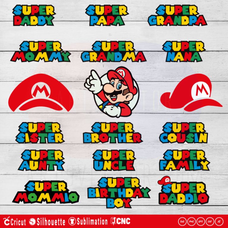 Bundle Super Family Super Mario SVG PNG EPS DXF AI - Arts Vector