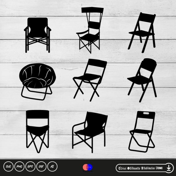 Bundle 09 Folding Chair SVG PNG EPS DXF AI - Arts Vector