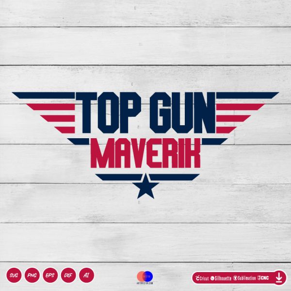 Top Gun spell Maverik SVG PNG EPS DXF AI - Arts Vector