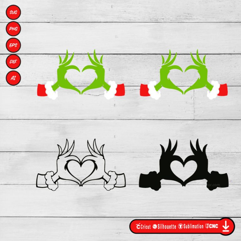 Grinch hands Love Merry Grinchmas SVG PNG EPS DXF AI Vector - Arts Vector