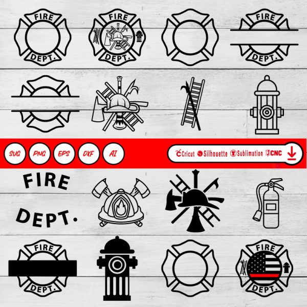 Fire Dept Bundle SVG PNG EPS DXF AI Vector - Arts Vector